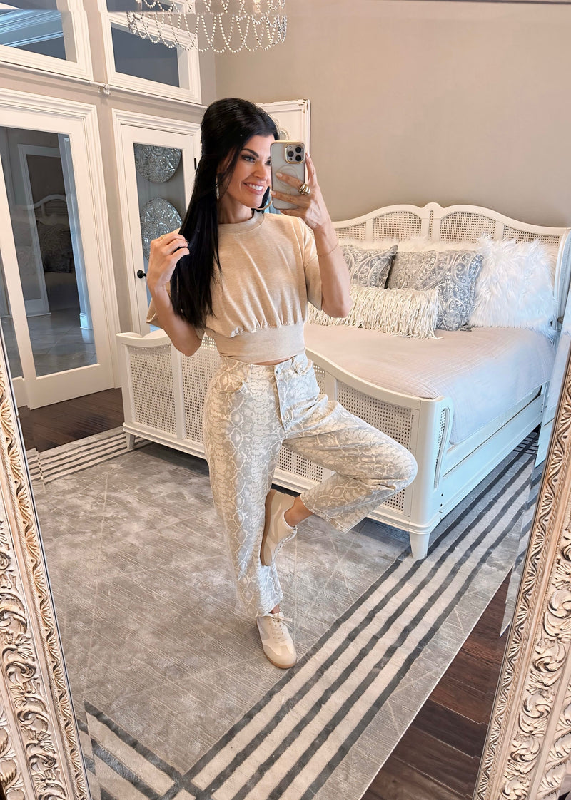Snake Print Barrel Denim – XO Clothing Company